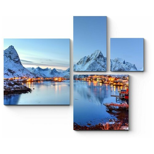 Модульная картина Зима на Лофотенских островах 82x68