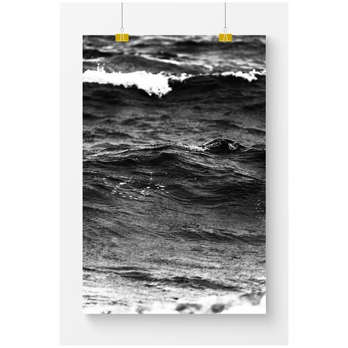 Постер на стену для интерьера Postermarkt Черно белое море, размер 50х70 см, постеры картины для интерьера в тубусе