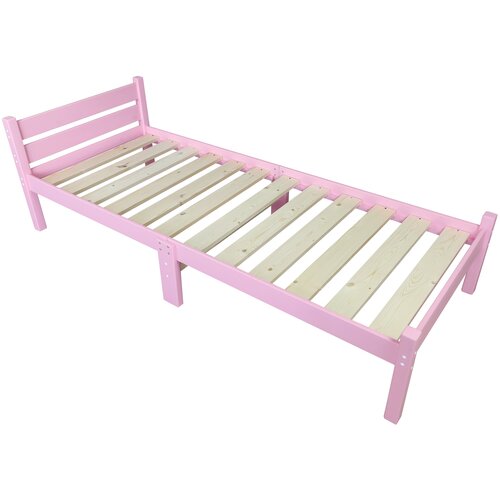 Кровать сосновая классика компакт, розовая, 200х90 см