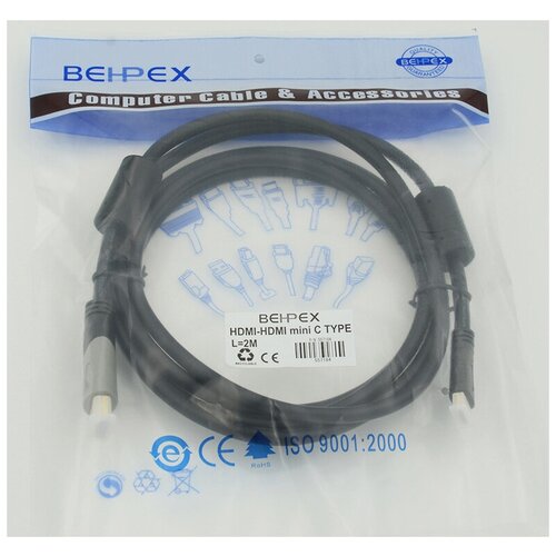 Кабель аудио-видео HDMI (m)/Mini HDMI (m) 2м. феррит. кольца черный