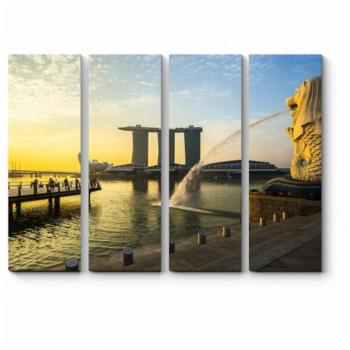 Модульная картина Мерлайон на рассвете, Сингапур 170x128