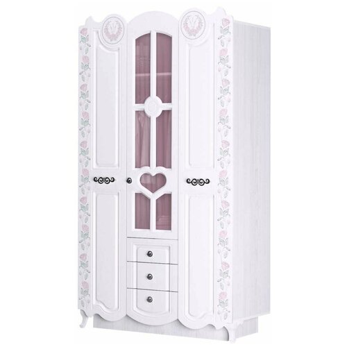Шкаф 3-х дверный Принцесса лиственница белая/омела глянец металлик