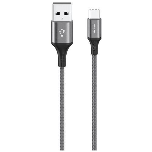 Кабель USB 2.0 - Type-C (1,2м) 2.1A, текстильная оплетка, серый BASIC, OLMIO 041640