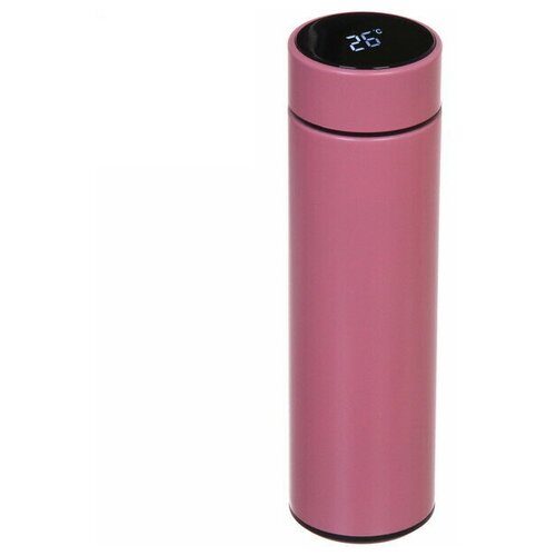 Термос 500мл «Стиль» с датчиком температуры и ситом, розовый
