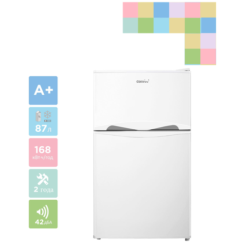 Холодильник Comfee RCT124WH1R, двухкамерный, белый, перевешиваемые двери, GMCC компрессор, LED освещение