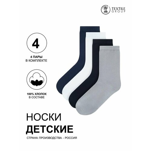 Носки NL Textile Group 4 пары, размер 21-23, белый, синий