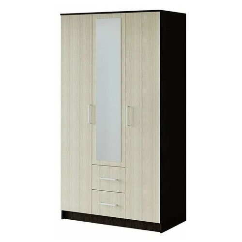 Распашной трехстворчатый шкаф с зеркалом BTS, Фиеста, 120х61х221,6см, Венге/Лоредо