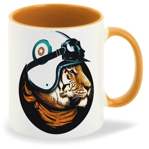 Кружка оранжевый CoolPodarok Животные Тигр в шлеме