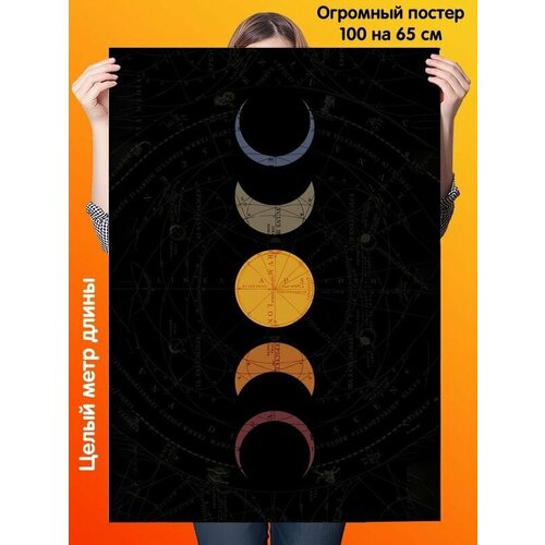 Постер 100 на 65см плакат фазы Луны
