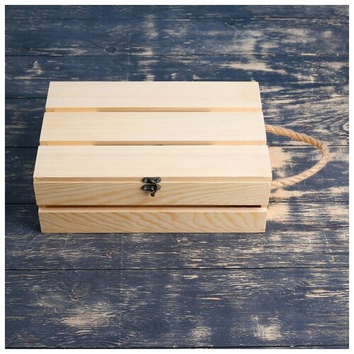 Дарим Красиво Подарочный ящик 30×20×10 см деревянный с откидной крышкой, с замком, ручка Дарим Красиво