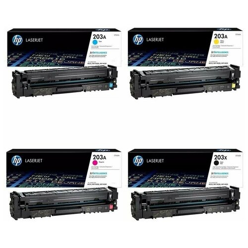 HP Картриджи комплектом HP CF542A-CF543A-CF541A-CF540X 203A, 203X полный набор