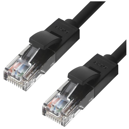 Кабель LAN для подключения интернета GCR cat5e RJ45 UTP 4м патч-корд patch cord шнур провод для роутер smart TV ПК черный литой