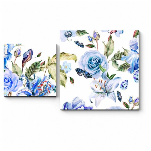 Модульная картина Голубые цветы 50x30