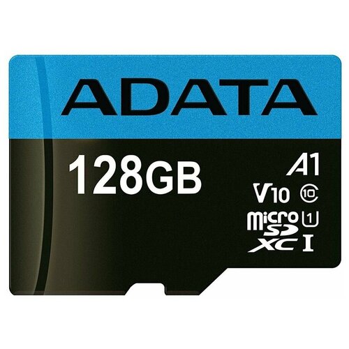 Карта памяти 128Gb - A-Data Premier - Micro Secure Digital XC Class 10 UHS-I AUSDX128GUICL10A1-RA1 с переходником под SD (Оригинальная!)