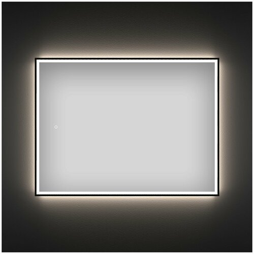 Настенное зеркало в ванную с подсветкой для макияжа Wellsee 7 Rays' Spectrum 172201150 : влагостойкое зеркало 60х50 см с черным матовым контуром