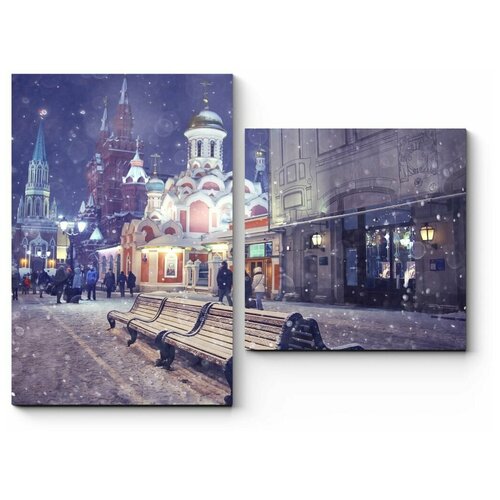 Модульная картина Зимний вечер в столице, Москва 50x38
