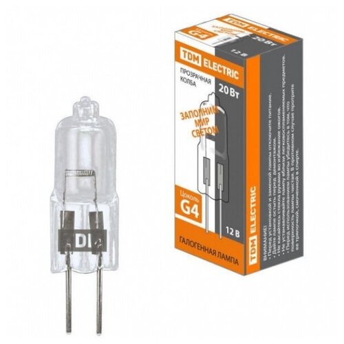 Лампа капсульная галогенная JC - 20Вт - 12В - G4 прозрачная, TDM SQ0341-0046 (20 шт.)