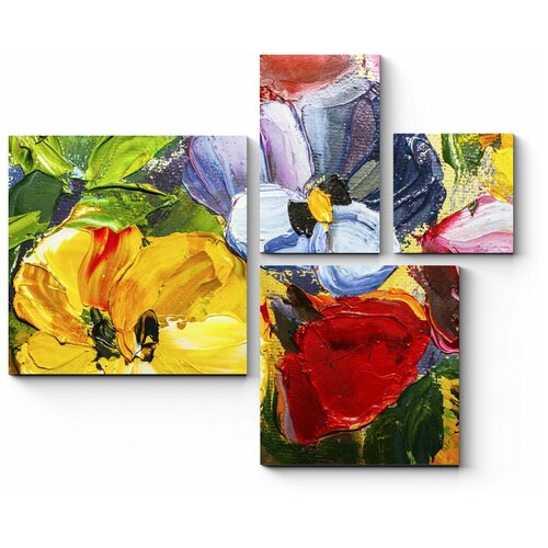 Модульная картина Яркие тропические цветы 162x135