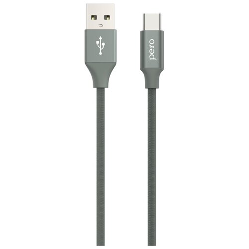 Кабель DC-02, Type-C - USB, 2 А, 1 м, тканевая оплетка, серый