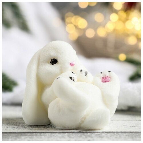 Фигурное мыло "Кролик Абрикосик" белый, 95гр, 7х7х6см