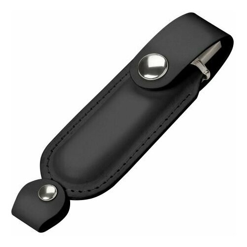 Подарочная флешка кожаная на кнопке черная, оригинальный сувенирный USB-накопитель 16GB