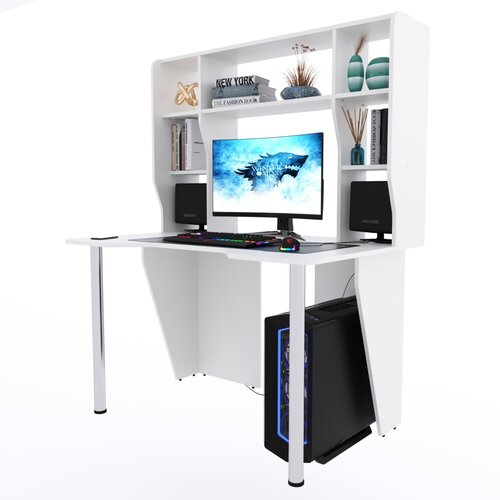 Компьютерный стол "Старк" с большой надстройкой, 120х90х152,6 см, белый