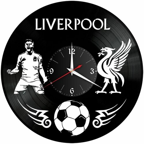 Часы из винила Redlaser "ФК Ливерпуль (Liverpool), герб клуба ливерпуль, футболист, мяч футбольный" VW-10541