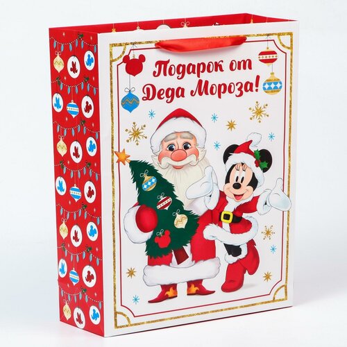 Пакет ламинат вертикальный "Подарок от Деда Мороза", Микки Маус и друзья, 31х40х11,5