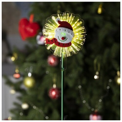 Светодиодная игрушка на палочке «Снеговик» 6.5 × 27 × 4 см, батарейки LR44х3, свечение тёплое белое