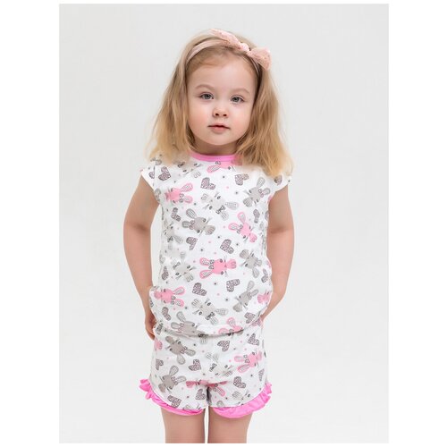 Пижама  КотМарКот, размер 134, белый, розовый