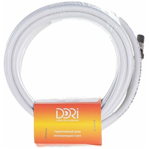 Коаксиальный телевизионный кабель DORI RG-6 5м (F-разъемы+TV-переходник), 1шт 9580474