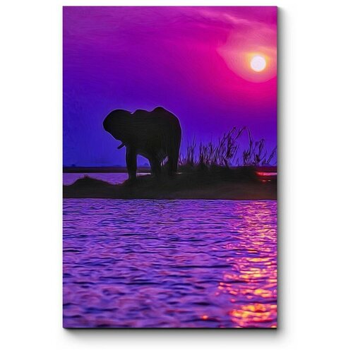 Модульная картина Слоны на водопое 80x120