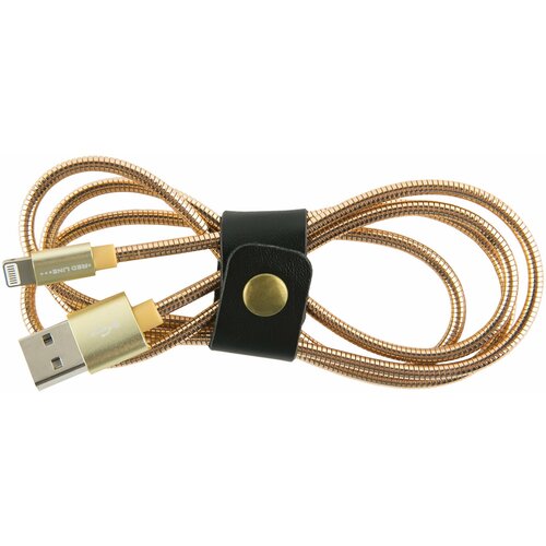 Дата кабель USB - 8-pin для Apple металлическая обмотка/Провод USB - 8-pin/Кабель USB - 8-pin разъем/Зарядный кабель золотой