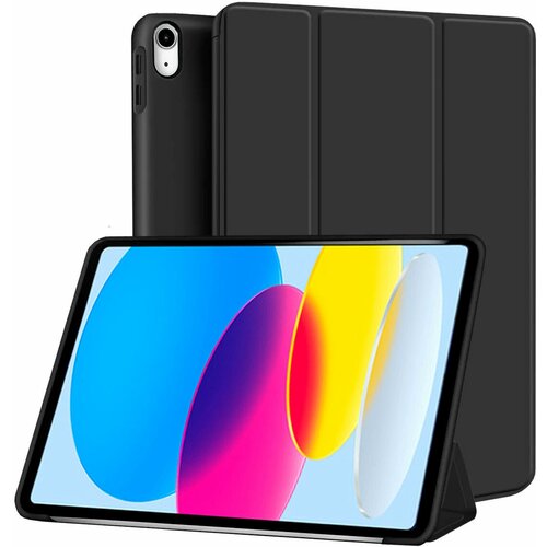 Чехол для планшета Apple iPad 10 10.9 дюйма (2022) - A2696, A2757, A2777, из мягкого силикона, трансформируется в подставку (черный)