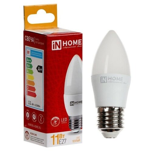 Лампа светодиодная IN HOME LED-СВЕЧА-VC, 11 Вт, 230 В, Е27, 3000 К, 1050 Лм