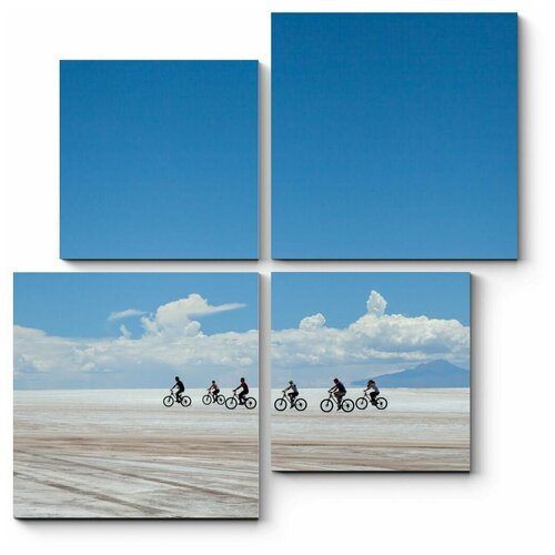 Модульная картина Велосипедисты на небесном фоне80x80