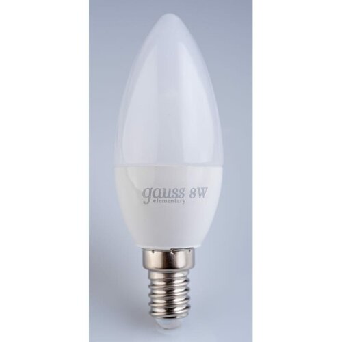 Лампа светодиодная LED 8 Вт 560 Лм 6500К холодная Е14 Свеча Elementary | код.33138 | GAUSS (70шт. в упак.)