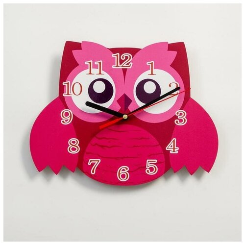 Часы настенные серия: Детские "Розовая сова" плавный ход 24 см
