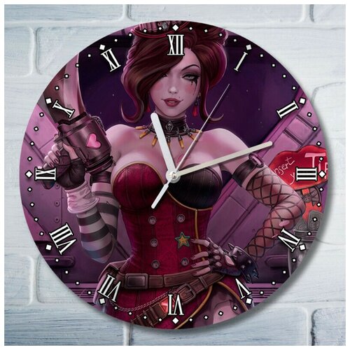 Настенные декоративные часы УФ с ярким рисунком, диаметр 28см игры Borderlands 2 (бордерлендс, PS, Xbox, PC, Switch) 5138
