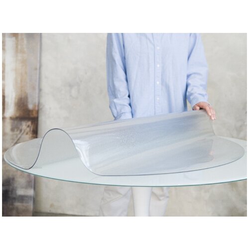 Круглая рифленая скатерть (гибкое/мягкое стекло) CrystalDesk. Толщина 2 мм. ПВХ скатерть. 105х105 см. Рифленая. На круглый стол.