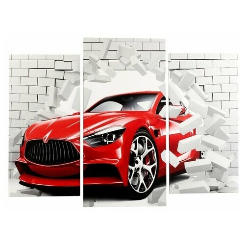 Модульная картина 'Красный автомобиль' (2-25х50, 30х60 см) 60х80 см