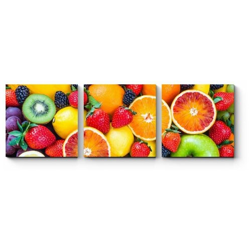 Модульная картина Сочные фрукты130x43