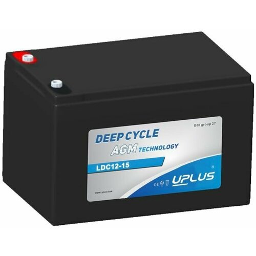 Аккумулятор (АКБ) UPLUS AGM Leoch Deep Cycle LDC12-15 12V 15Ah для ИБП, стационарных установок 150/100/100 15 Ач (Юплас) АГМ