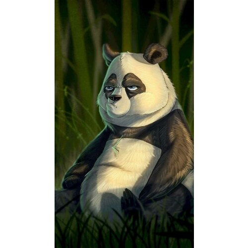 Картина на холсте 60x110 LinxOne "Панда, медведь, арт, эмоции, вертикальный" интерьерная для дома / на стену / на кухню / с подрамником