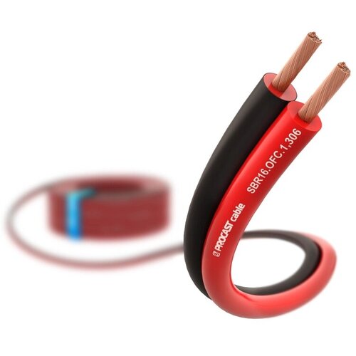 Инсталляционный красно-черный акустический кабель 2х1,306mm² PROCAST Cable SBR 16. OFC 5м