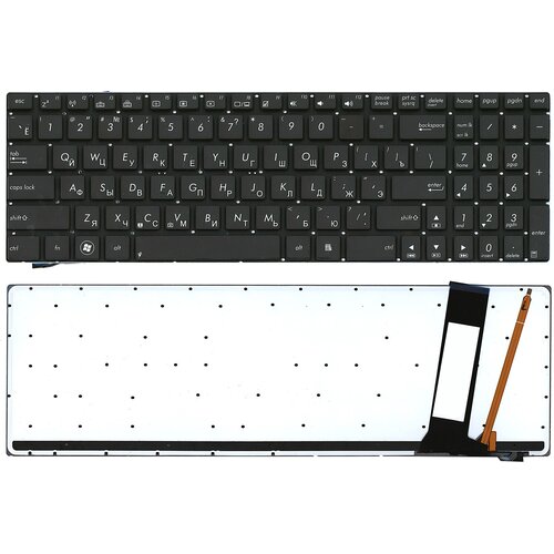 Клавиатура для ноутбука ASUS N76V черная с белой подсветкой
