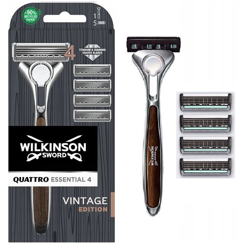 Wilkinson Sword Quattro Titanium Vintage Подарочный бритвенный набор с 5 кассетами