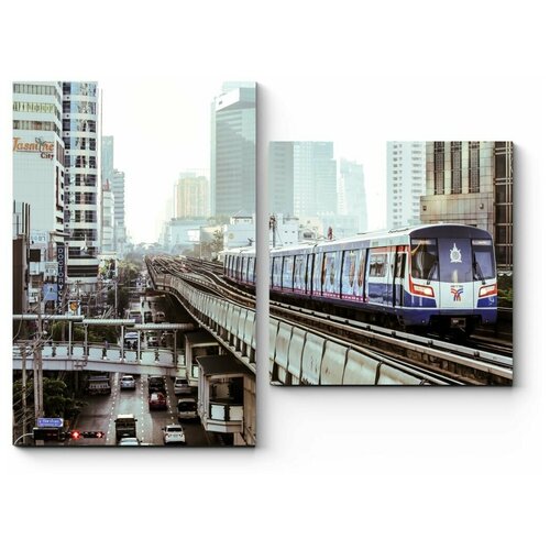 Модульная картина Надземный поезд мчится в центр Бангкока80x60
