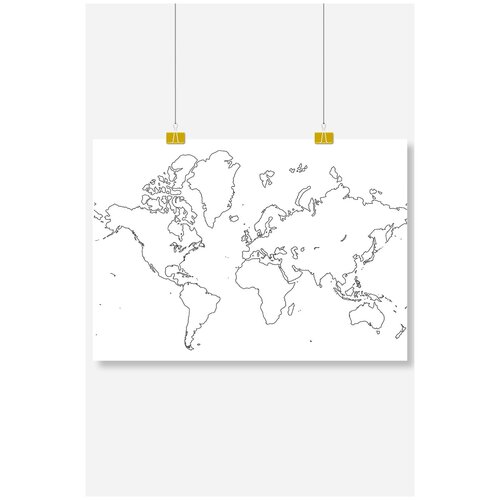 Постер на стену для интерьера Postermarkt Карта мира линиями, размер 50х70 см, постеры картины для интерьера в тубусе