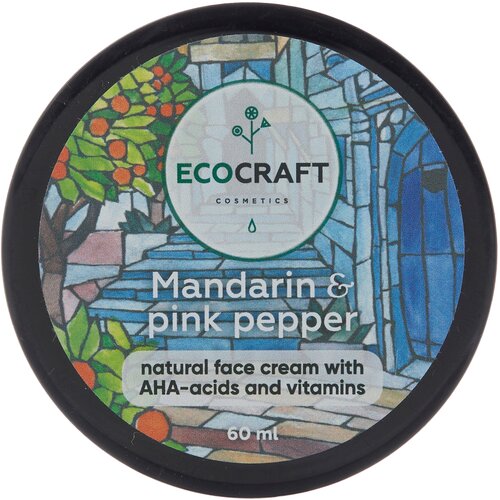 EcoCraft Мандарин и розовый перец Крем для лица с витаминами и АНА-кислотами для сухой и чувствительной кожи, 60 мл